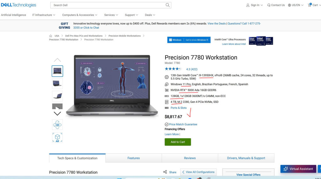 Dell Precision 7780 workstation - Nhập khẩu U.S.A - Hà Nội Lab