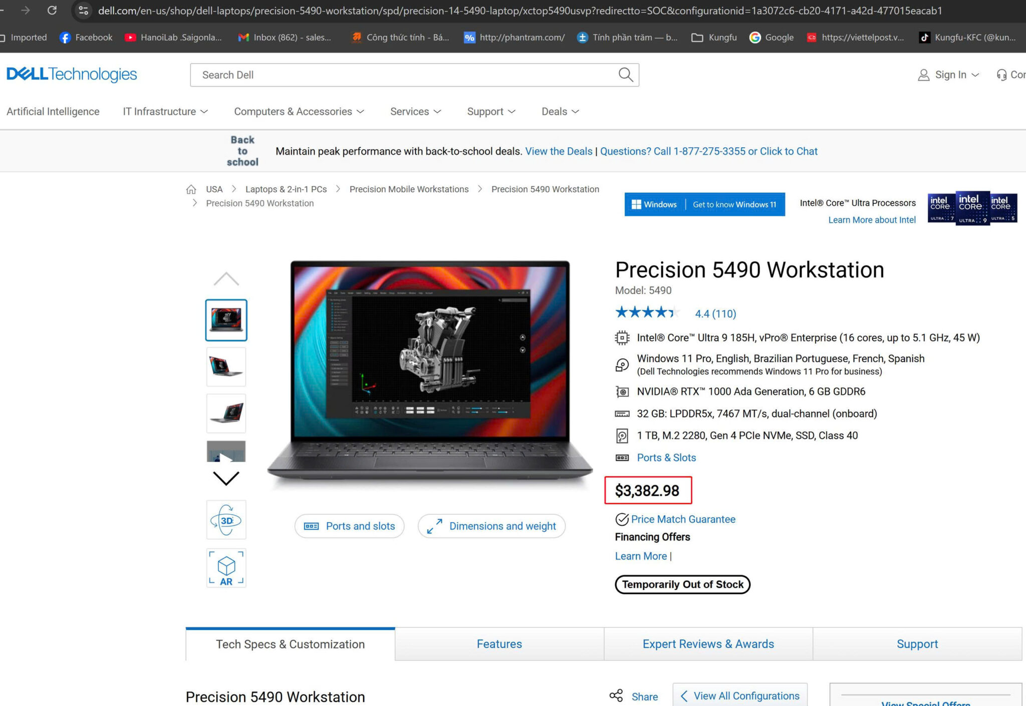 Dell Precision 5490 - RTX 1000 Ada - Nhập khẩu U.S.A - Giá tốt